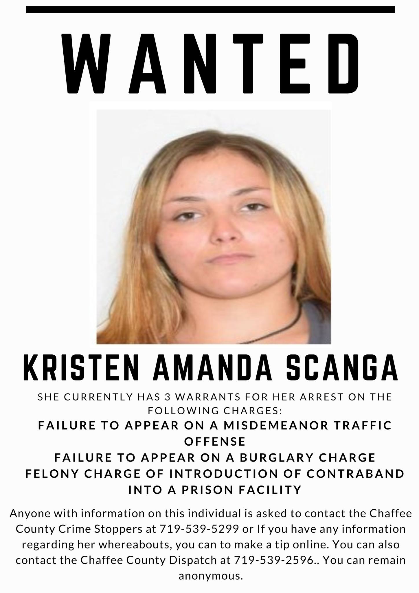 Chaffee County Crime Stoppers Seeking Information on Kristen Amanda ...